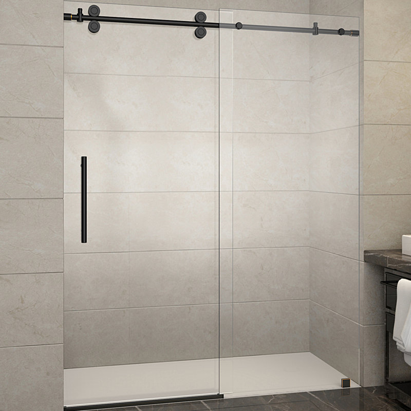 Aston Langham 60 X 75 Single Sliding Frameless Shower Door And Reviews